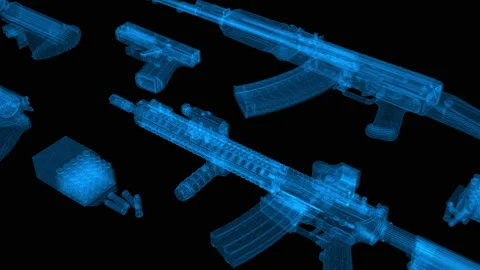Weapon collection - animation slide -blu... | Stock Video | Pond5