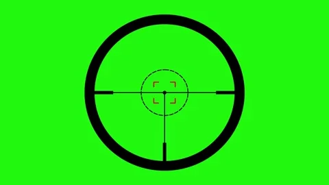 weapon scope with red square focus point... | Stock Video | Pond5