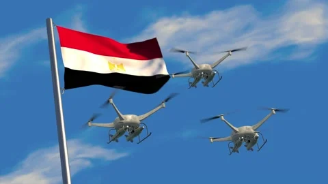 Weaponized drones with Egyptian flag | Stock Video | Pond5