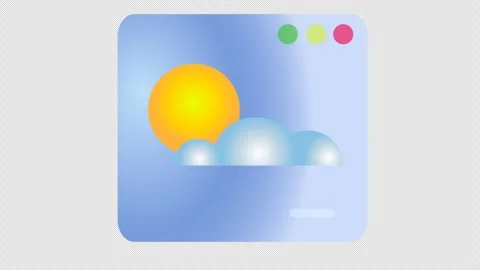 A weather app icon with a sun and clouds... | Stock Video | Pond5