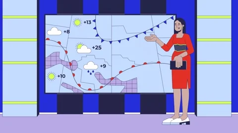 Weather channel on TV cartoon animation | Stock Video | Pond5
