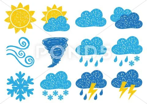 Weather doodle icons: Royalty Free Illustration #23683022