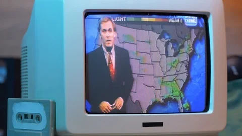 Weather Forecast Presenter on a 80s 90s ... | Stock Video | Pond5