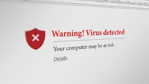 Web Browser with Warning Virus Detect Me... | Stock Video | Pond5