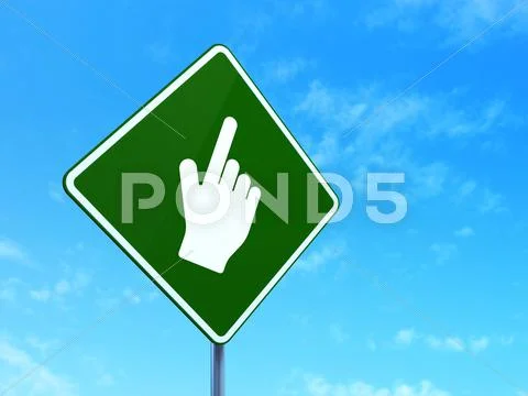 Web development concept: Mouse Cursor on road sign background: Graphic ...