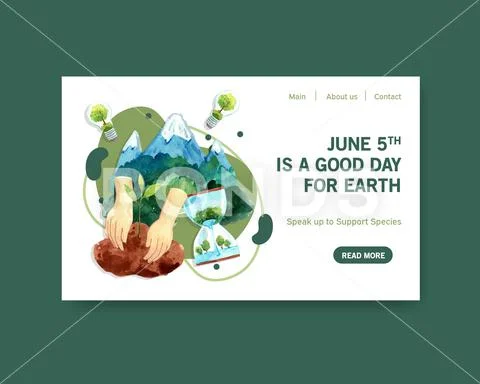 Website template design for World Environment Day.Save Earth Planet ...