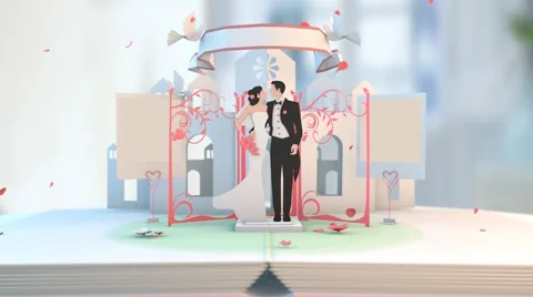Wedding Animation Newly Wed couple bride... | Stock Video | Pond5