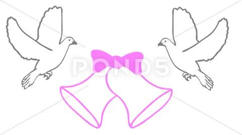 Wedding Bells And Doves Graphic Vintage Wedding Gift Wrapping Paper