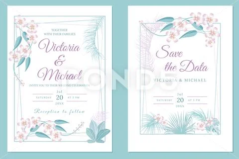 Wedding invitation card design, floral invite ~ Clip Art #120019079