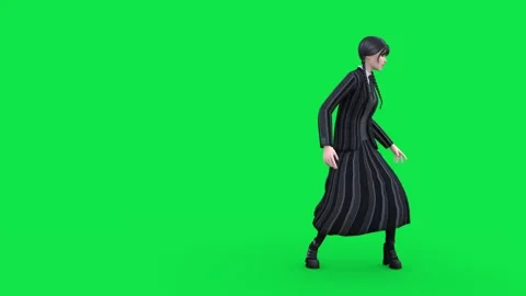 Wednesday Addams Green Screen Die Side 3... | Stock Video | Pond5