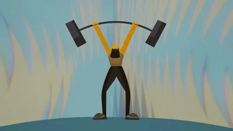 Weightlifter animation 2D. 4K animation ... | Stock Video | Pond5
