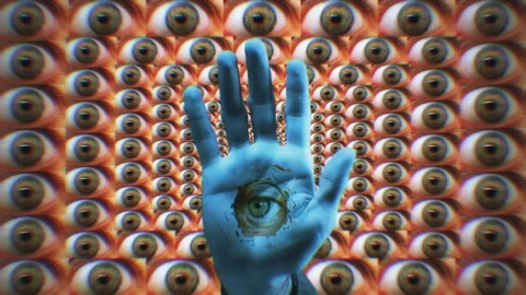 Weird Palm Hand Eyeball Hypnotic Stare C... | Stock Video | Pond5