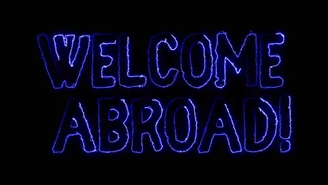 Welcome Abroad Neon Text Animated on Bla... | Stock Video | Pond5