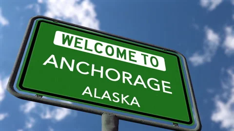 Welcome to Anchorage, Alaska Road Sign, ... | Stock Video | Pond5