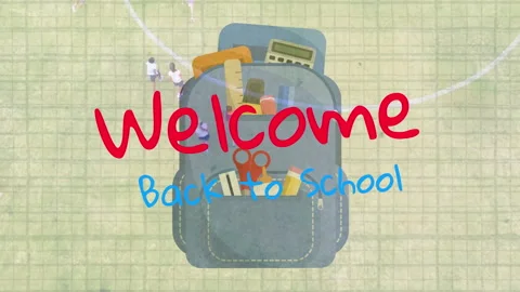 Welcome back to school text against kids... | Stock Video | Pond5