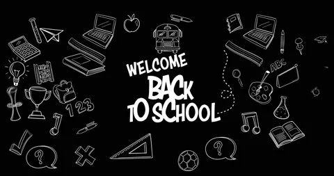 Welcome back to school text and School i... | Stock Video | Pond5