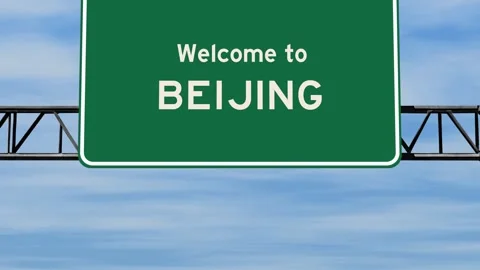 Welcome to Beijing sign with blue sky ba... | Stock Video | Pond5