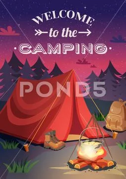 Welcome To Camping Poster: Graphic #71670549