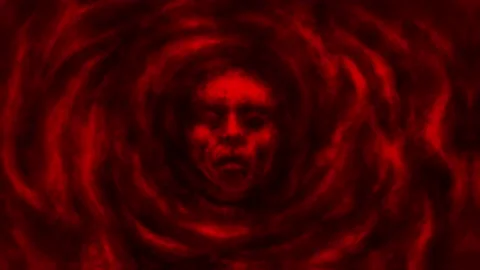 Welcome to hell! 2D red animation in dar... | Stock Video | Pond5