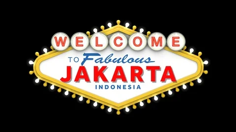 Welcome to Jakarta sign in classic retro... | Stock Video | Pond5