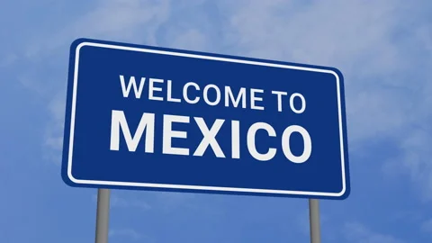 Welcome to Mexico Road Sign on Clear Blu... | Stock Video | Pond5