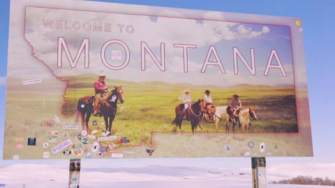 Welcome to Montana State Sign Highway 90... | Stock Video | Pond5