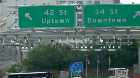 Welcome to NY signs. New York City exit ... | Stock Video | Pond5