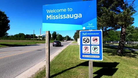 Welcome sign marking city boundary of Mi... | Stock Video | Pond5