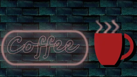 Welcome sign neon light with coffee cup ... | Stock Video | Pond5