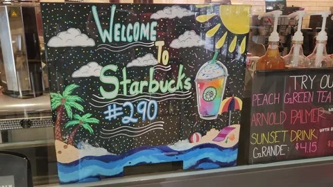 Welcome Starbucks Signage Coffee | Stock Video | Pond5