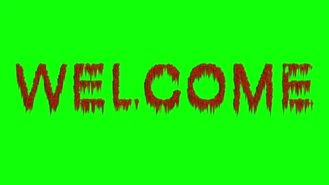 Welcome text with scary blood effect gre... | Stock Video | Pond5