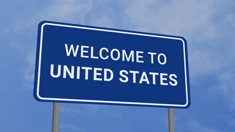 Welcome to United States Road Sign on Cl... | Stock Video | Pond5