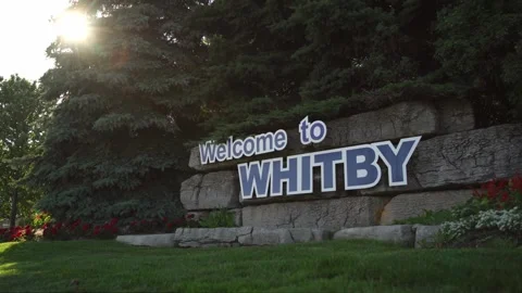 Welcome to Whitby Canada Sign with Sunsh... | Stock Video | Pond5