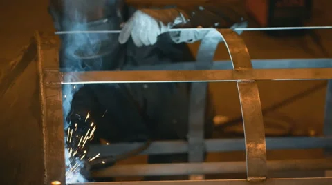 Welding Engineer completes the weld cell... | Stock Video | Pond5