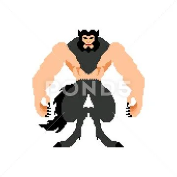 Werewolf pixel art. pixelated werwolf Monster. 8 bit wolfman ...