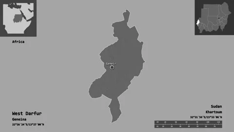 West Darfur location. Sudan. Bilevel map | Stock Video | Pond5