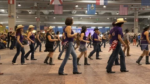 Western dancers dancing choreography at ... | Stock Video | Pond5