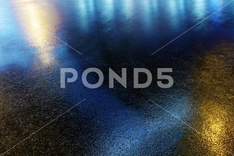 Wet colored asphalt. Road texture. Road background Stock Photo #102257035