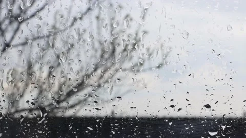 Wet window glass with slowly dripping ra... | Stock Video | Pond5
