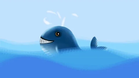 Whale cartoon animation in the sea. 4k | Stock Video | Pond5
