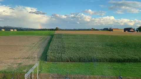 Wheat field waving with farm buildings a... | Stock Video | Pond5