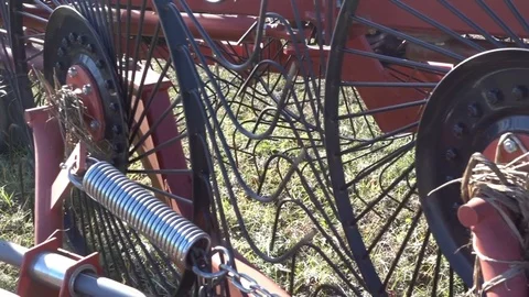 wheel rakes for hay farming tractor | Stock Video | Pond5