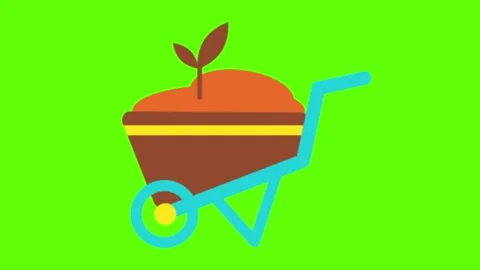 Wheelbarrow animated cartoon icon in the... | Stock Video | Pond5