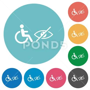 Wheelchair and visually impaired symbols flat round icons: Graphic ...