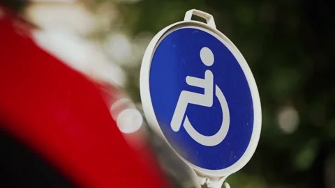 Wheelchair parking symbol. Disabled hand... | Stock Video | Pond5