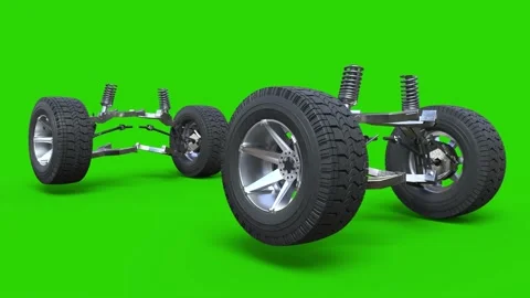 Wheels Shock Absorber Car Green Screen R... | Stock Video | Pond5