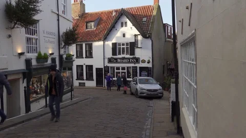 Whitby town shopping scene at Christmas ... | Stock Video | Pond5