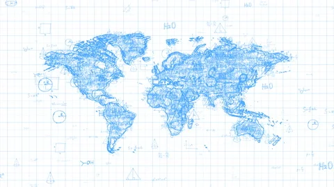 White Abstract Math Global Map | Stock Video | Pond5