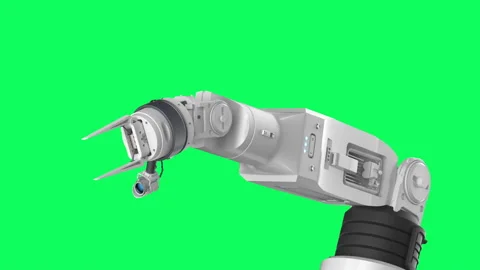 White ai robotic arm with camera orbit i... | Stock Video | Pond5