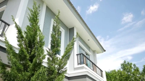 White and Grey Building Modern Home Exte... | Stock Video | Pond5